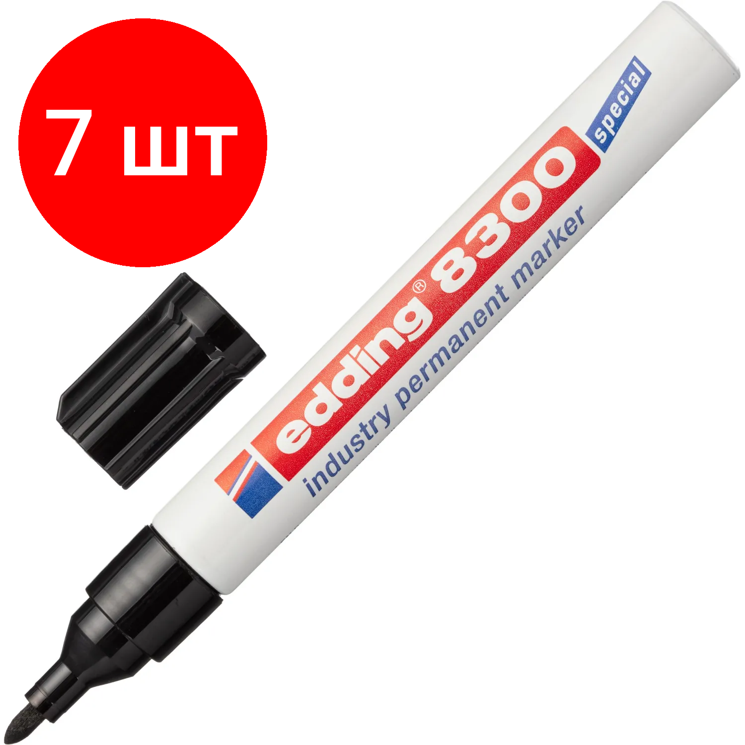Комплект 7 штук, Маркер для агрессивной среды EDDING E-8300/1 чёрный 1.5-3мм
