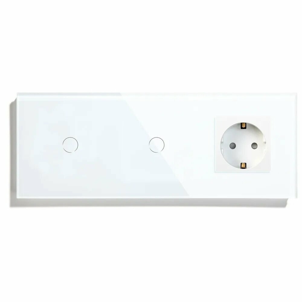 Розетка с cенсорный выключатель, 6 клавиша 1 розетка, Панели из стекла Белая,228mm