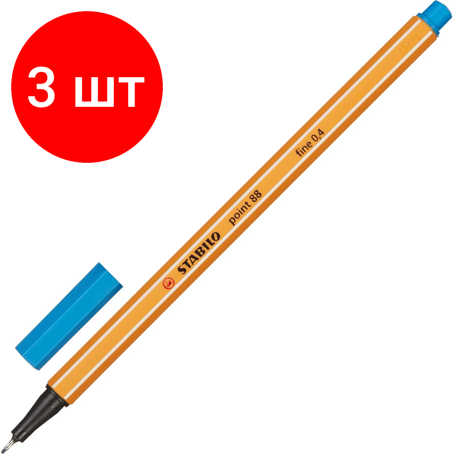 Комплект 3 штук, Линер STABILO Point 88/32 ультрамарин