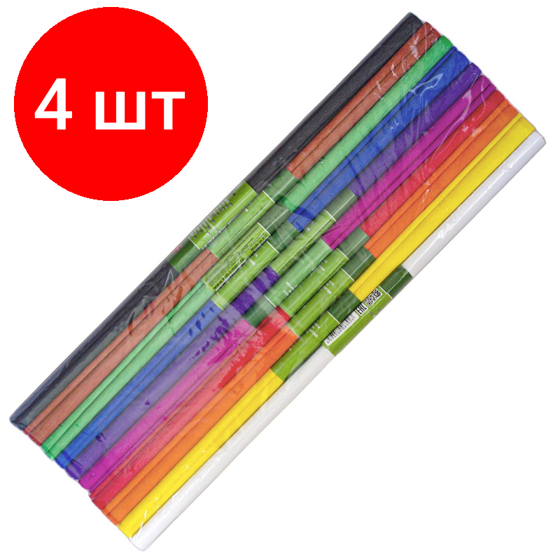 Комплект 4 упаковок, Бумага крепированная в рулоне 2000х500 9755, 10цв (трад) 9755037002PM