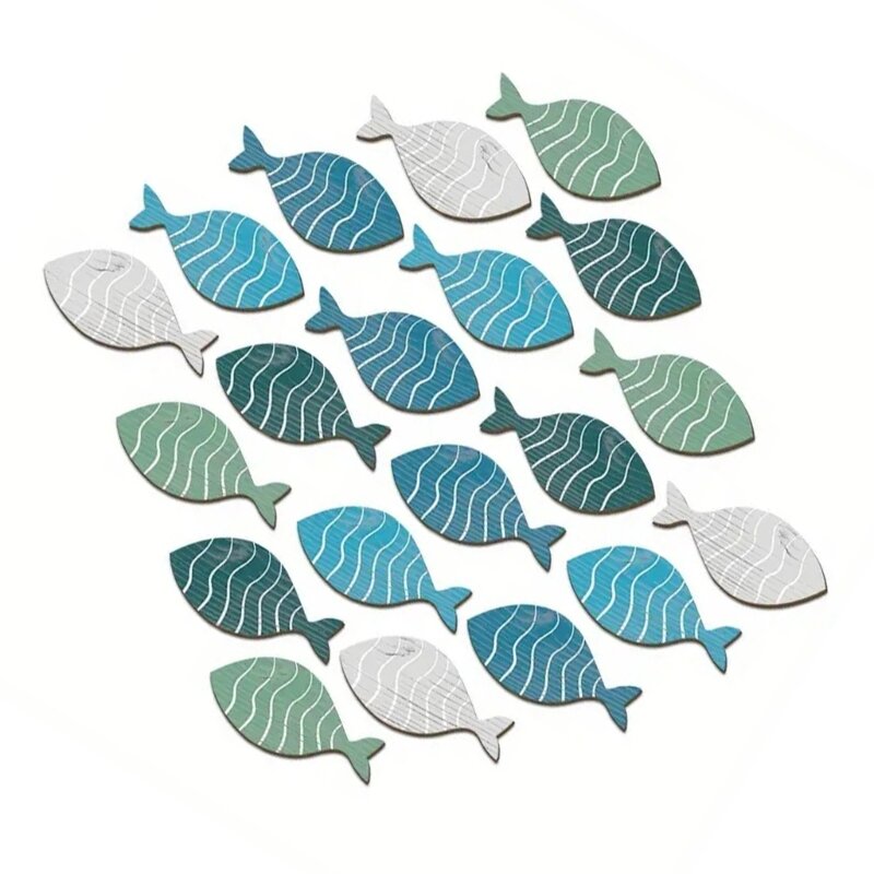 1 упаковка из 20 штук, деревянное настенное украшение в виде морской рыбы