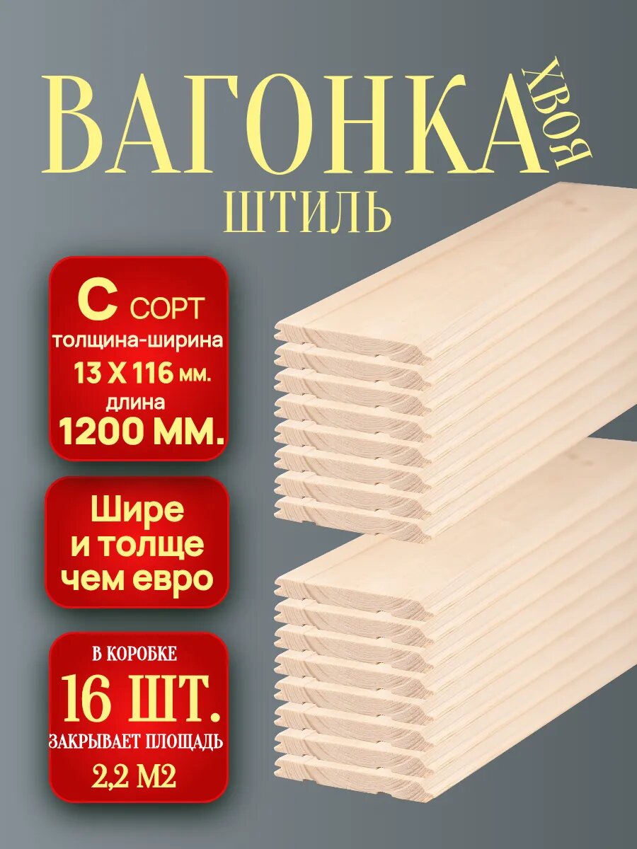 Вагонка штиль (евро) деревянная хвоя сорт С