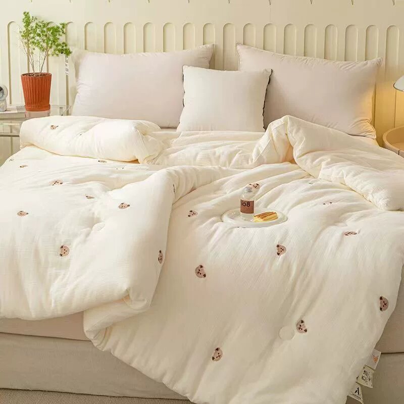 MUJI Соевое волокно кондиционерное одеяло 150x200 см 1.0 кг Мягкость для температуры 25°C+ с узором медвежонок,