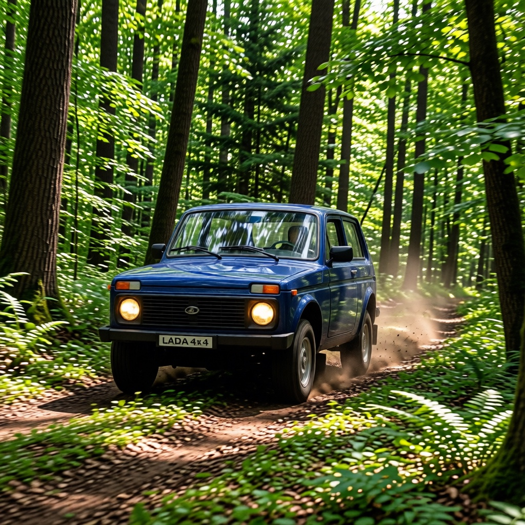 Модель металлическая Технопарк, Лада Нива 4x4, синий, инерционная, 12 см