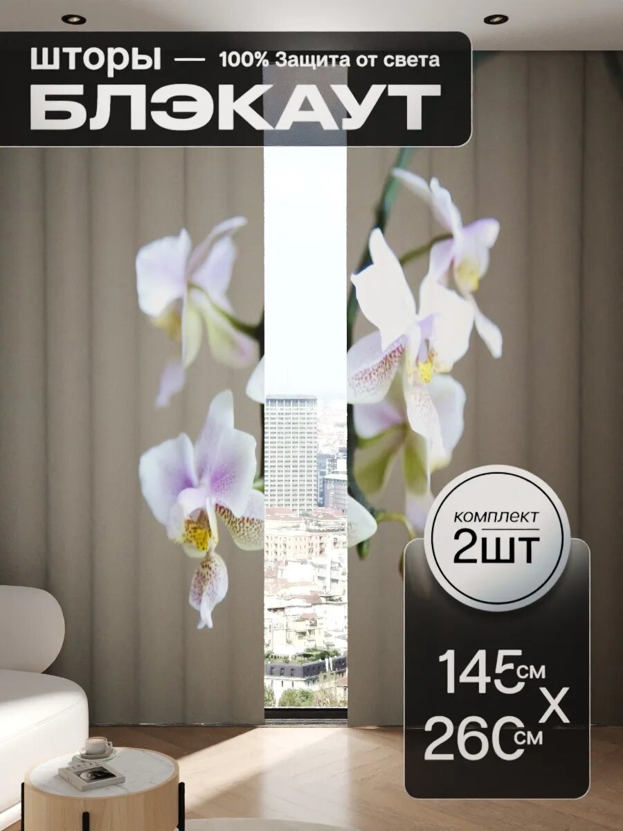 Шторы блэкаут 145x260 см 2 шт на окна плотные комплект