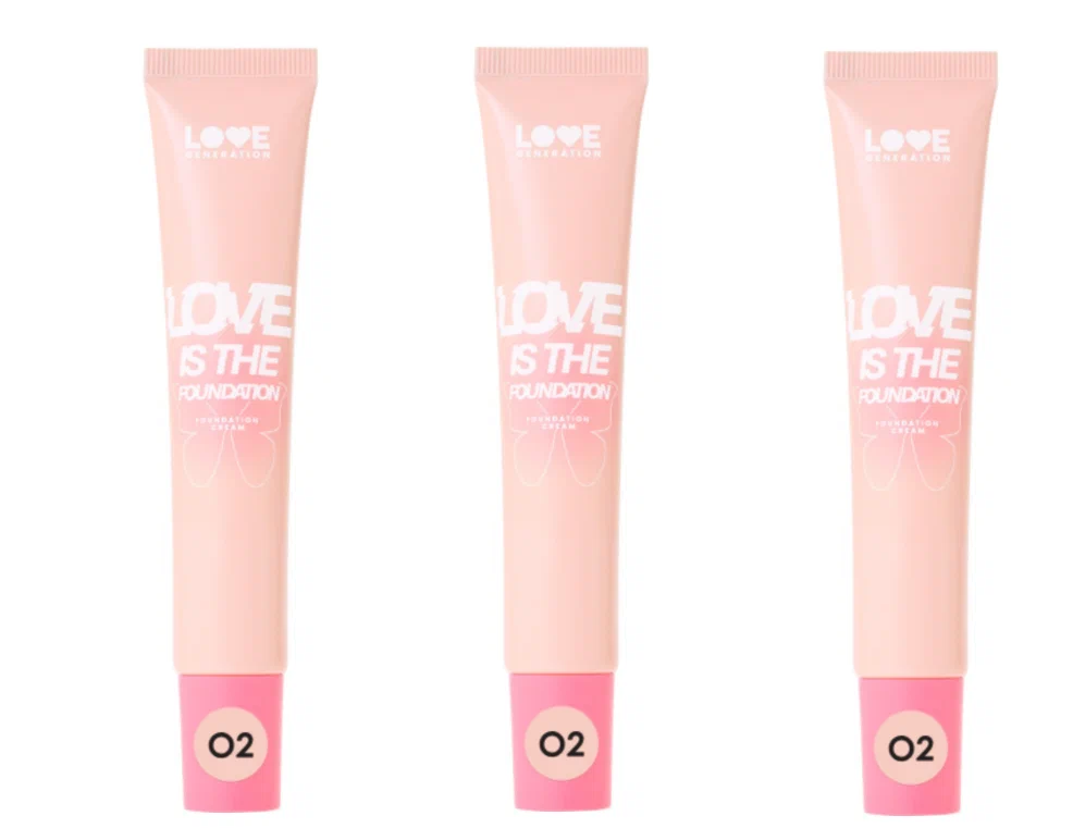 Тональный крем Love Generation Love is the Foundation, тон 02 светлый бежевый, 30 мл 3 шт