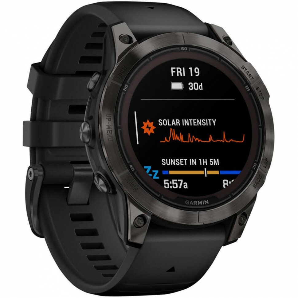 Умные часы Garmin FENIX 7 PRO Sapphire Solar, титановый с черным ремешком (010-02777-11)