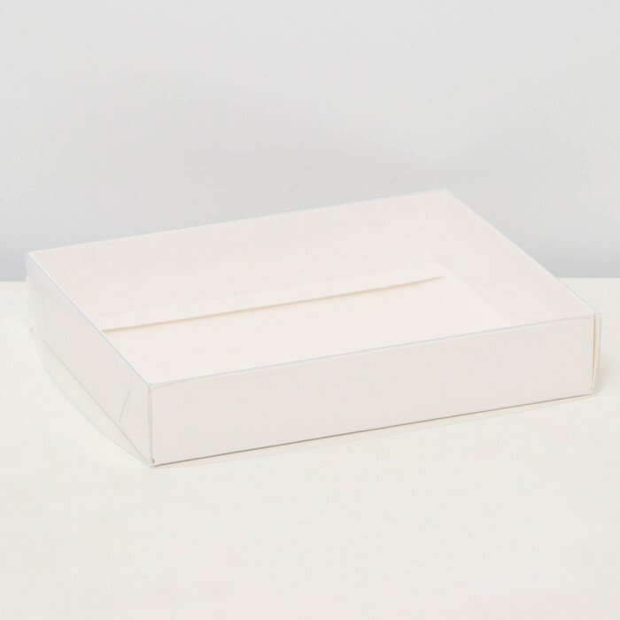 Коробочка сборная с прозрачной крышкой 16×13×3 см, белая, 5 шт.