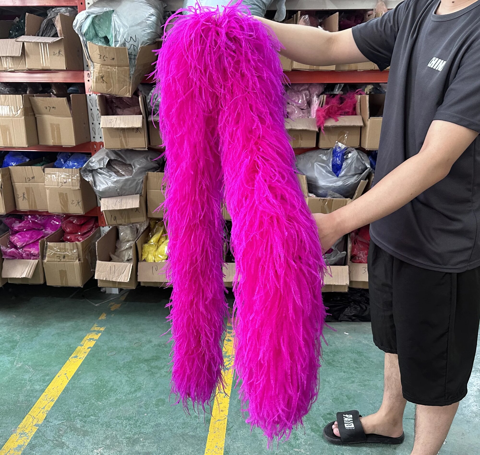 Страусиное перо боа 2 метра Розовый, 6PLY, Rose