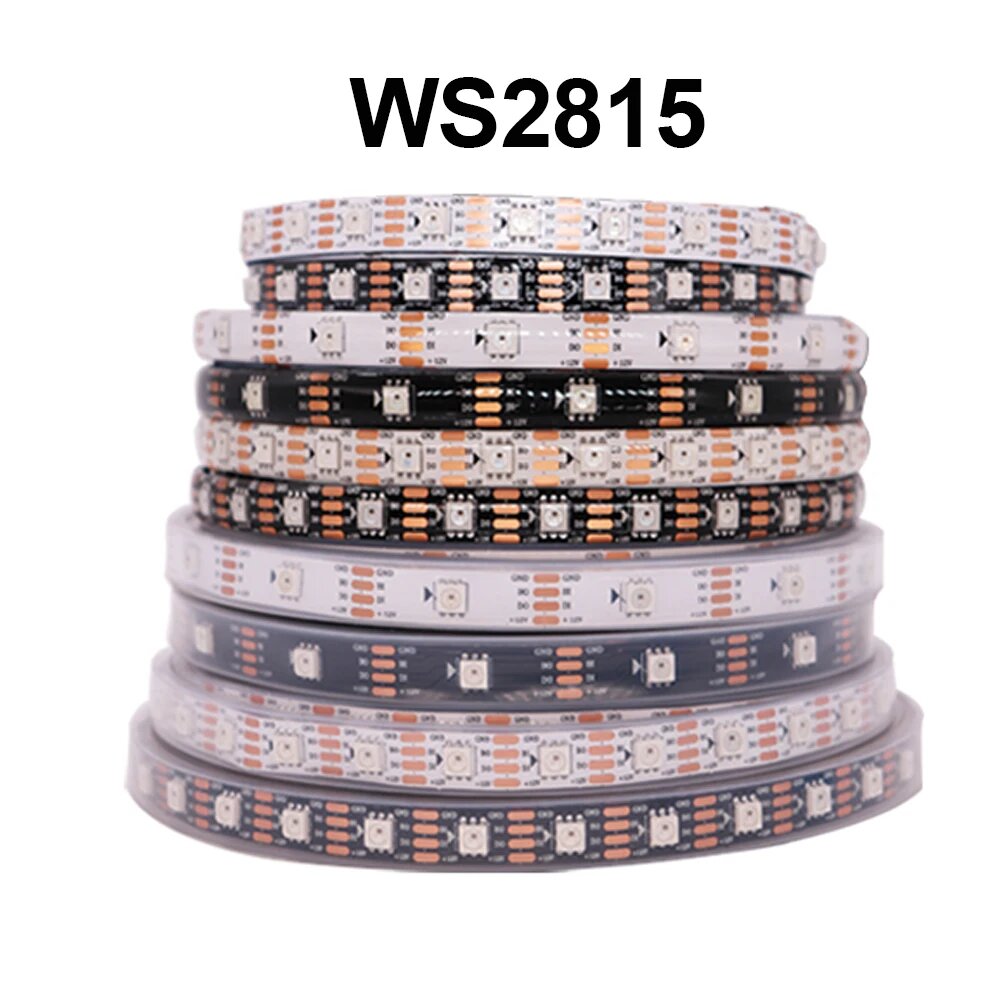 TNALANT Умная RGB светодиодная лента WS2812 DC5V DC12V WS2815, White PCB, 5M 30 IP30