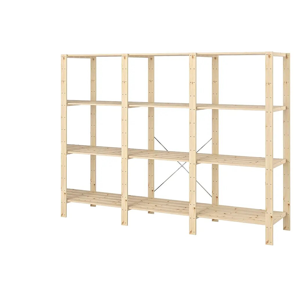 Стеллаж IKEA Hejne 230x30x171 см , 12 полок из реек, сосна