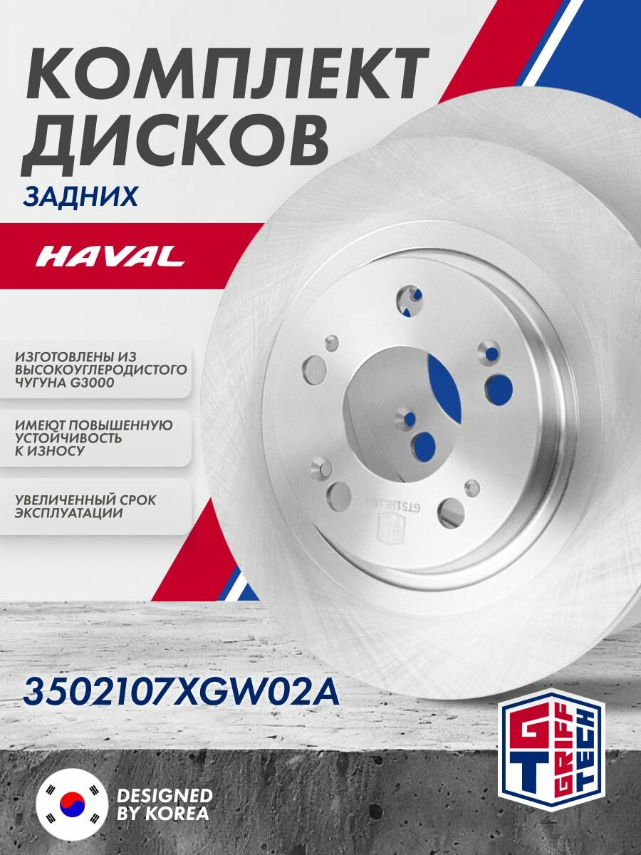 Комплект тормозных дисков задних Haval Jolion 4WD 3502107XGW02A Хавал Джулион