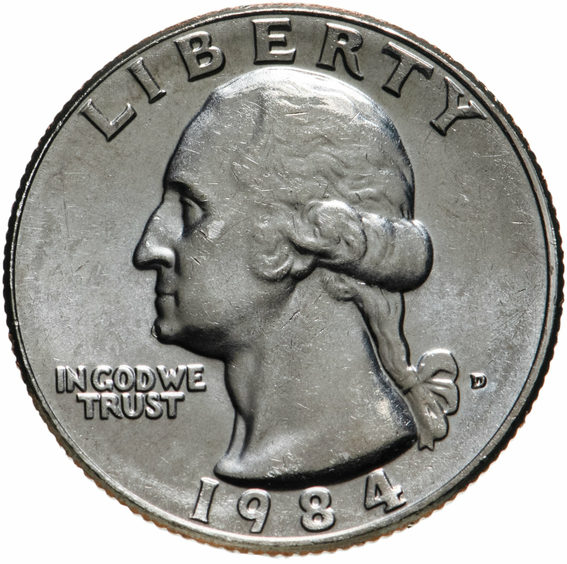 США 25 центов квотер, 1/4 доллара, quarter dollar 1984 D "Washington Quarter" наборная, Медь, в сохранности UNC