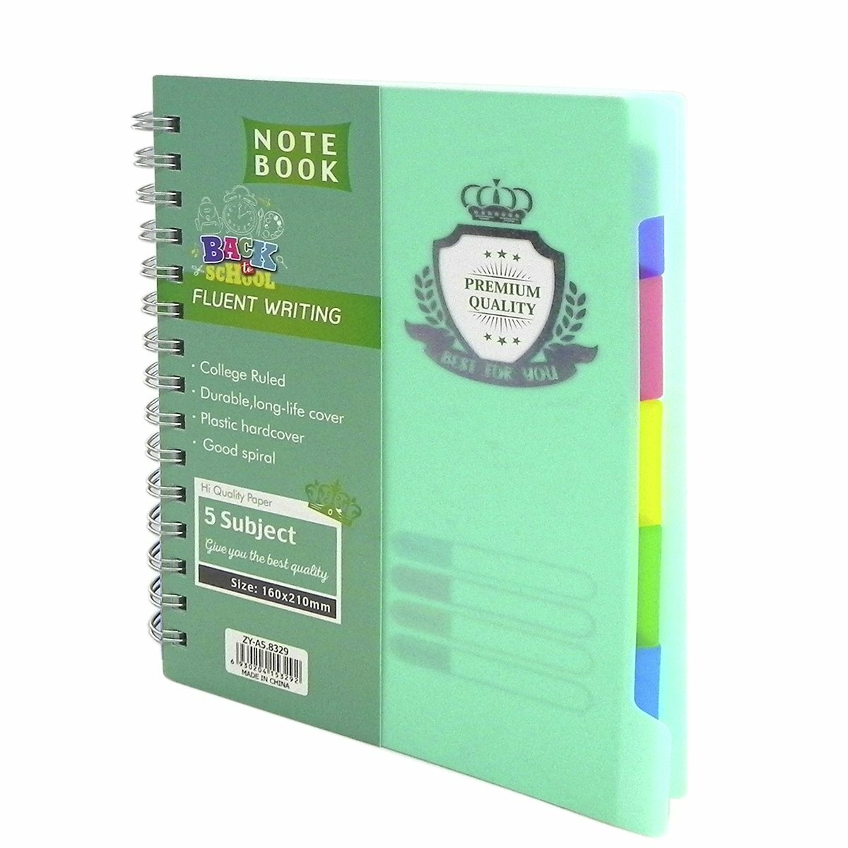 Тетрадь Alingar Best for you, A5, бирюзовый, спираль, клетка,1шт.