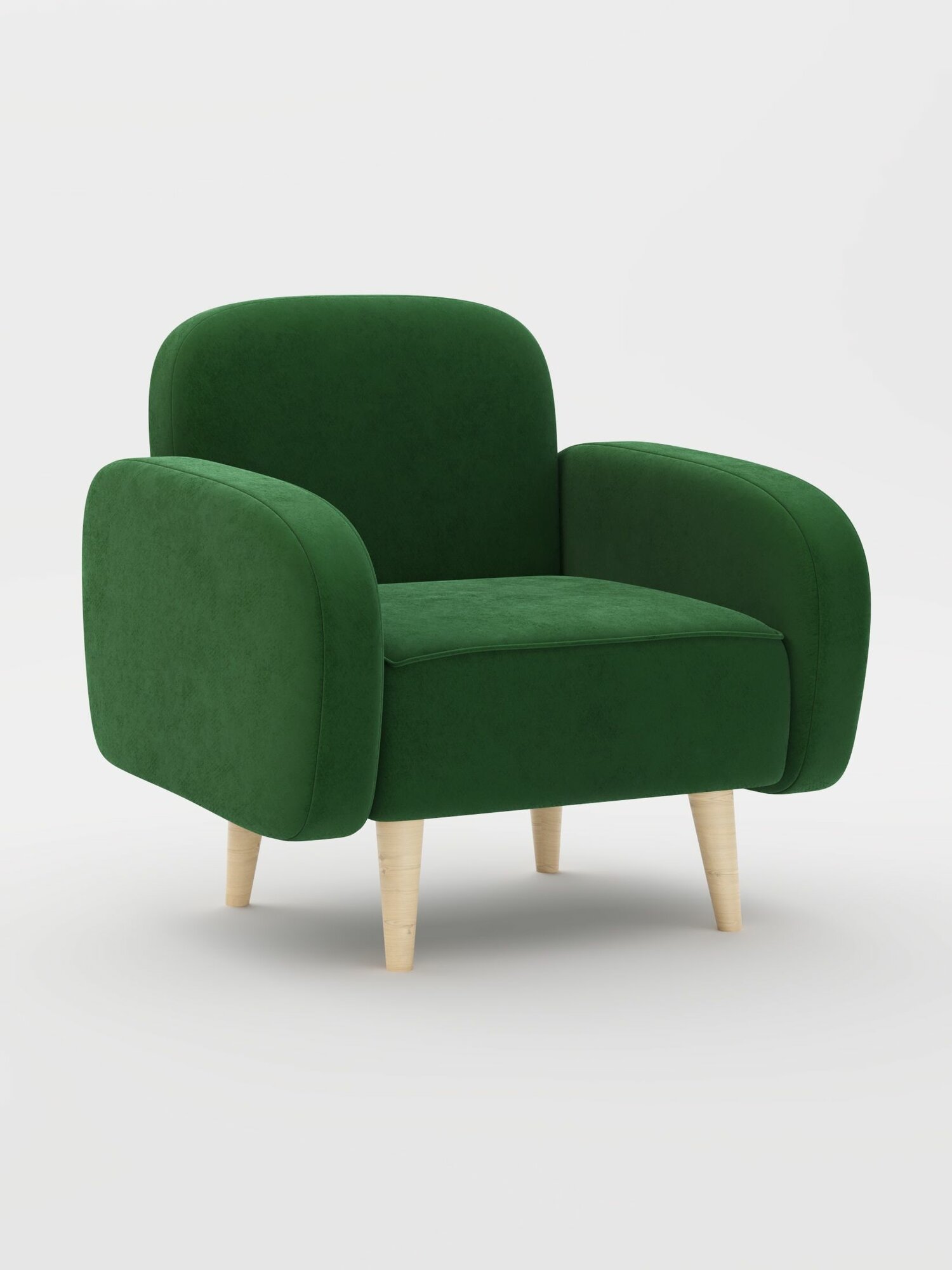 Кресло мягкое для дома, отдыха в гостиной, лорен от W&B, премиум велюр зеленый