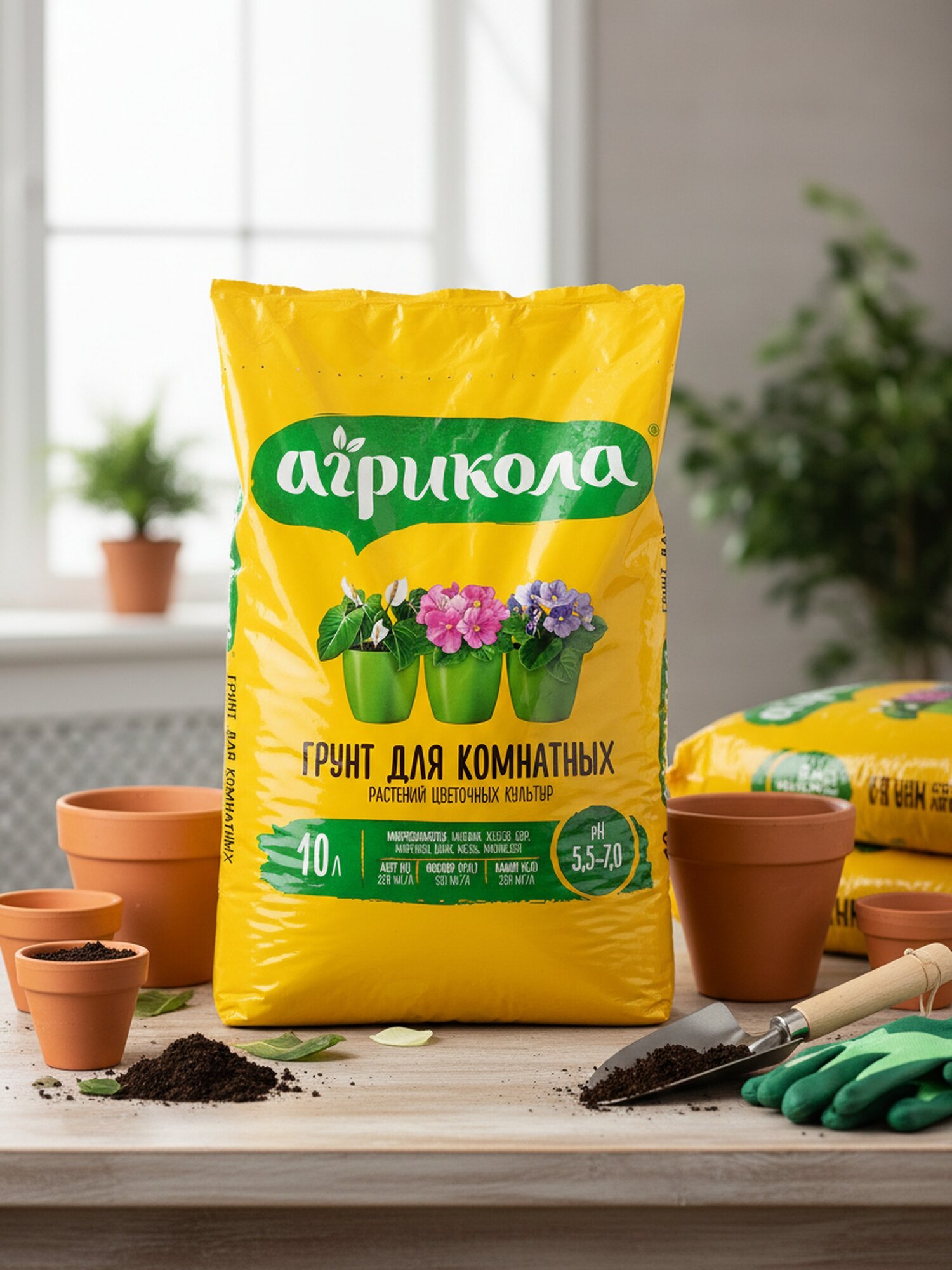 Грунт для комнатных растений Агрикола 10 л, питательный субстрат для цветов, земляная смесь для посадочных работ