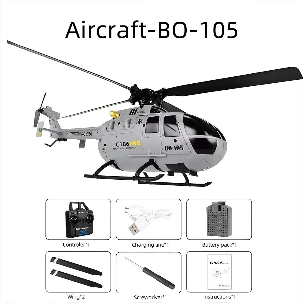 RC ERA C186, радиоуправляемая модель BO-105 1:48, 4 канала, полет 15 минут.