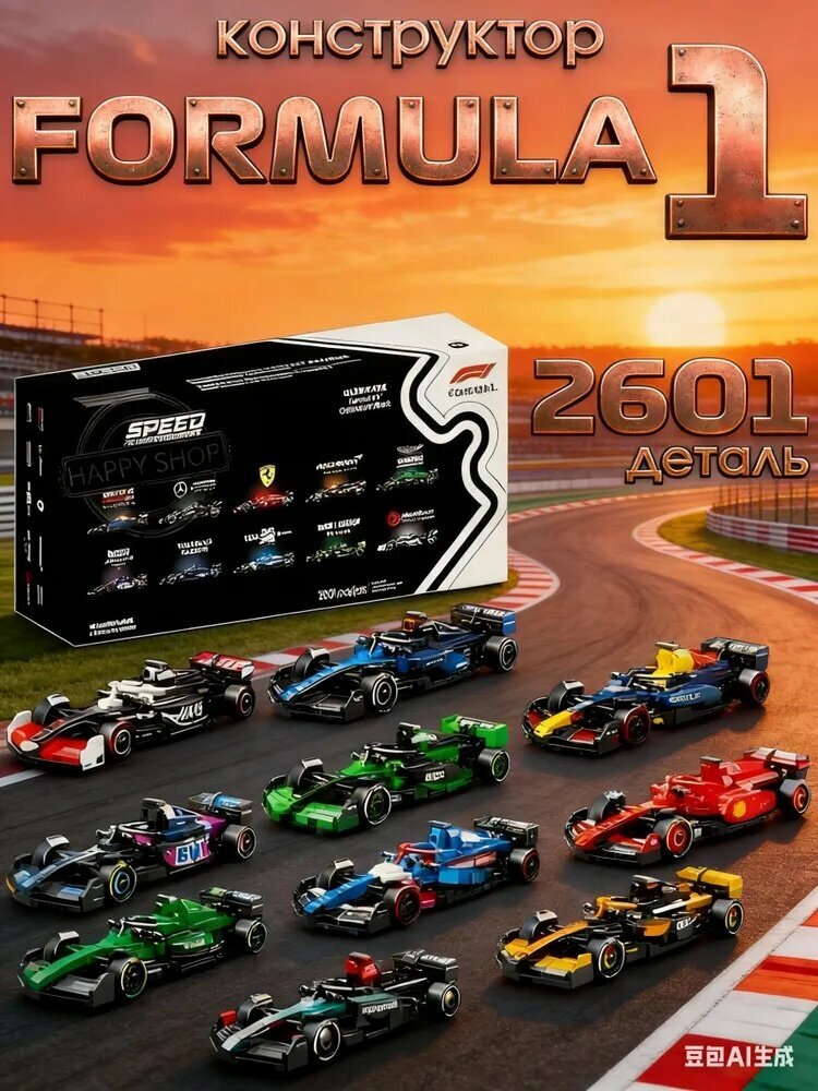 Конструктор лего Коллекционный набор Формулы 1 Коллекция F1 подарок мальчикам и фанатам гонок, Новинки машина