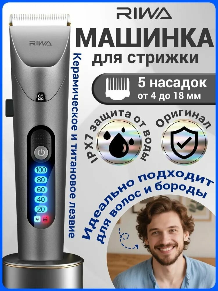 RIWA Машинка для стрижки RE-6321, серый