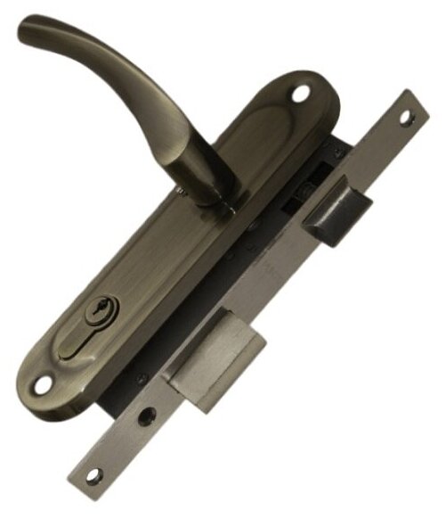 Замок цилиндровый в комплекте с ручкой Punto (Пунто) LOCKSET16. CRONA.4070-1 (KIT P16 4070 CRONA) AB бронза