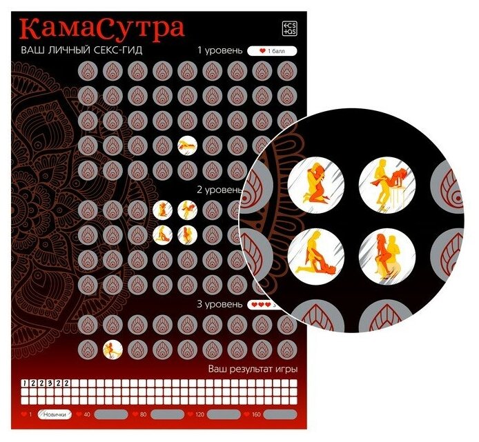 Плакат для пар со скретч-слоем Секс-гид. Камасутра, А3, 18+