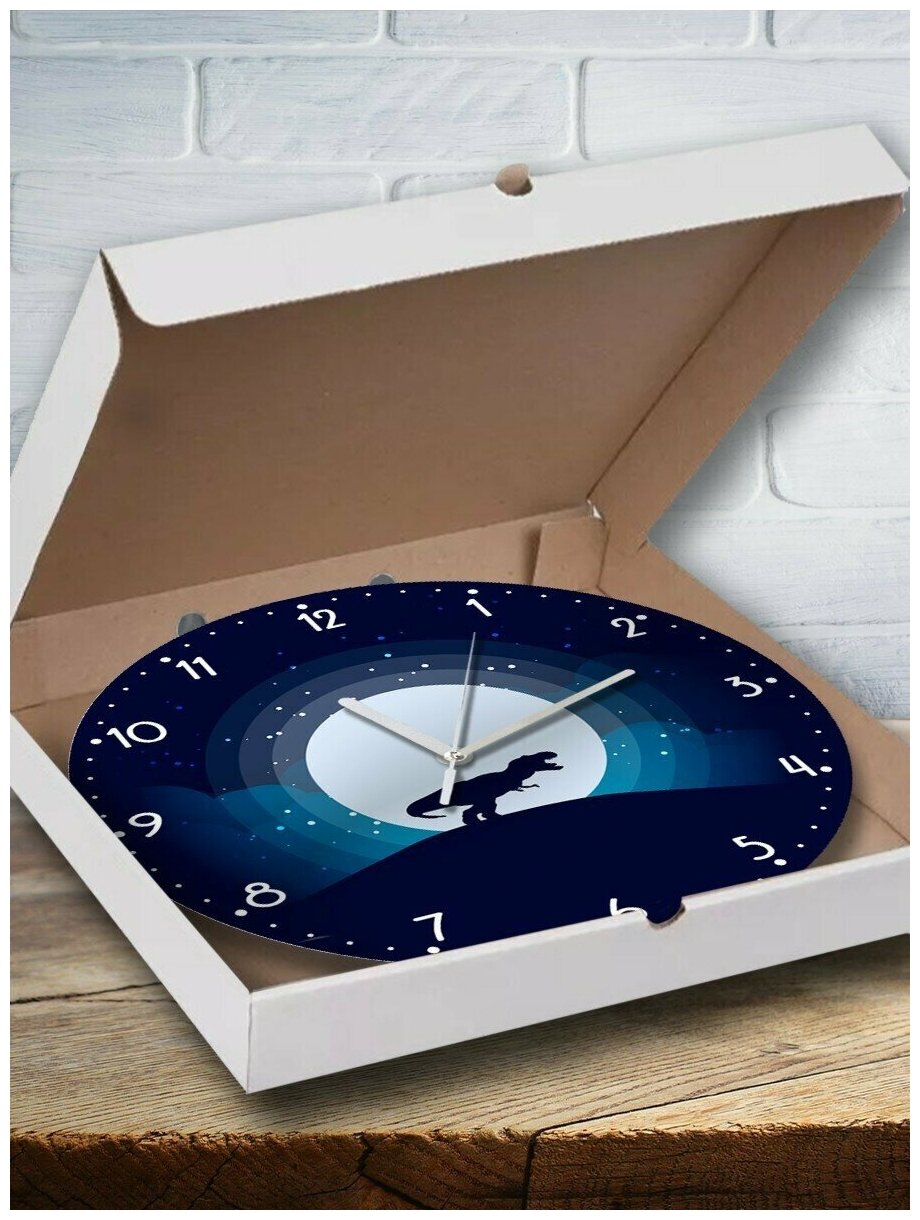 Настенные часы УФ с рисунком животные динозавр тиранозавр луна - 3087