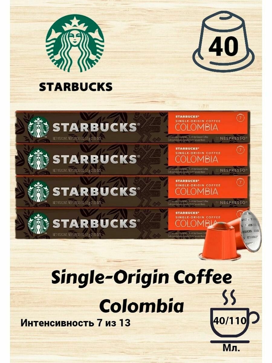 Капсулы Nespresso Coffee Colombia, 4уп.*10 капс.