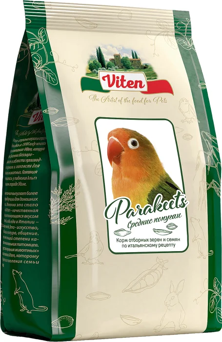 Viten Корм сбалансированный из отборных зерен и семян для средних попугаев 500гр
