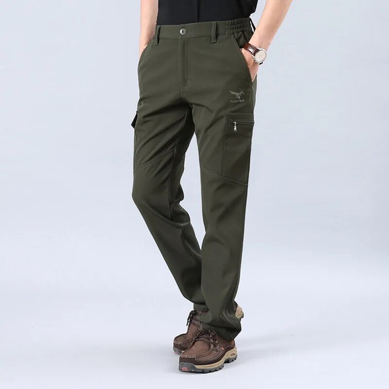NUONEKO мужские теплые флисовые походные брюки PM32 Asian Size L, ArmyGreen