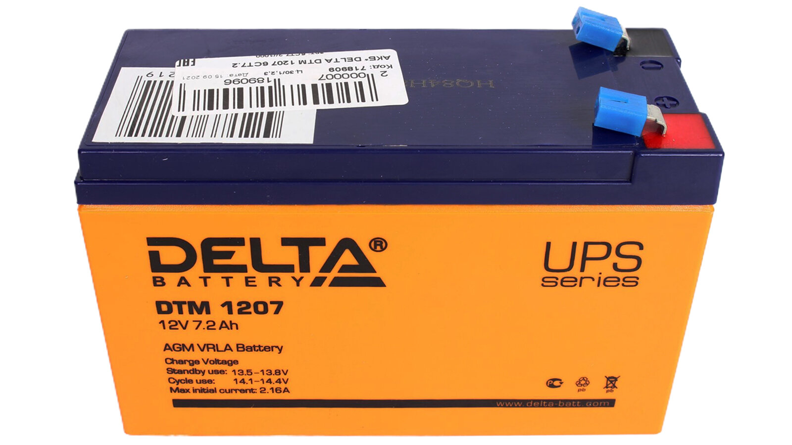 Батарея Delta DTM 1207 7.2A/hs 12W, с микропористым заполнителем