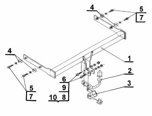 Фаркоп на Skoda Octavia II лифтбек 2004-2013 (паспорт и сертификат в комплекте)(без электрики) Steinhof. S-341