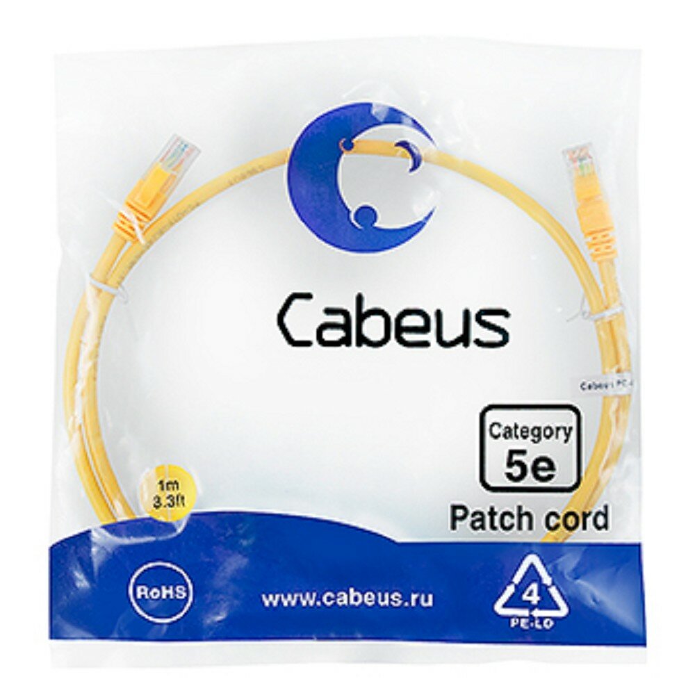 Патч-корд интернет кабель Cabeus кат.5e 1м