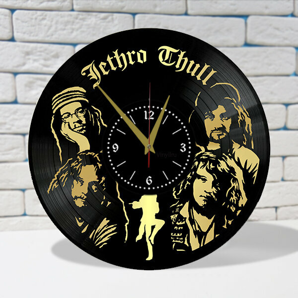 Настенные часы из виниловой пластинки Jethro Tull золотая подложка