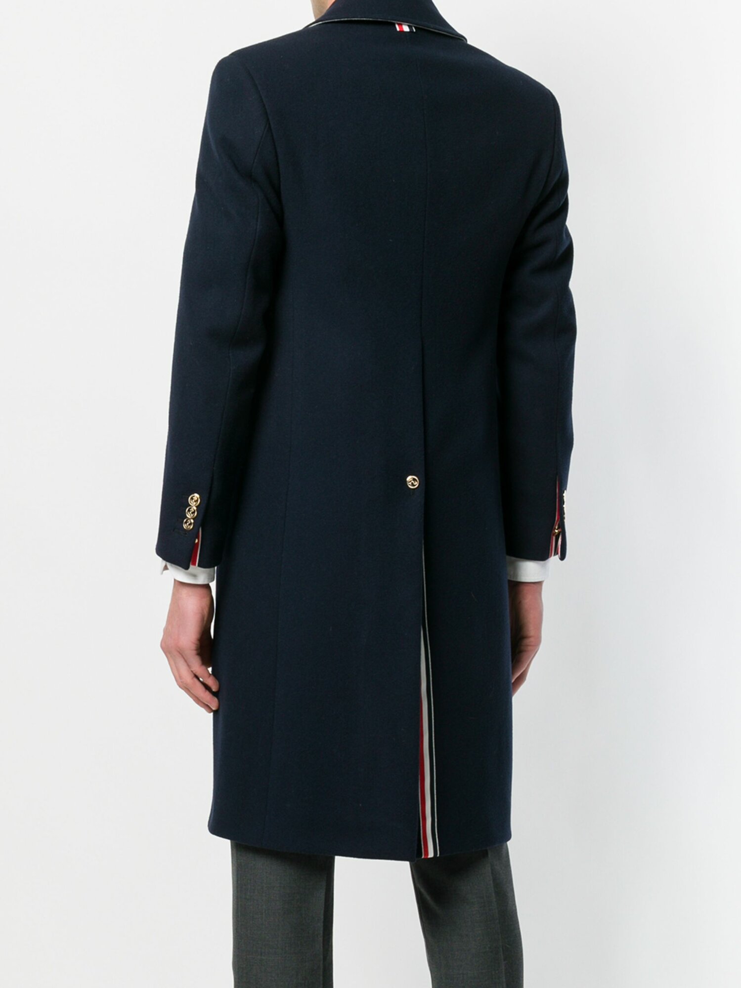 Пальто THOM BROWNE Classic Single-Breasted Melton Wool Overcoat, размер 44, синий — фото 1