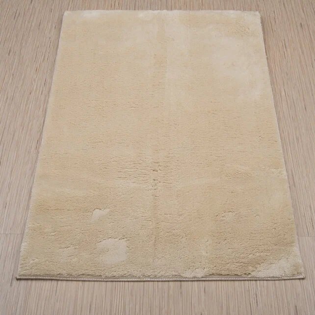 Ковер турецкий на пол в спальню в гостиную 80х120 см бежевый однотонный ворс 25 мм шегги 392337 ковренок