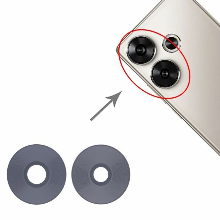 Стекло задней камеры для Xiaomi Poco F6 цвет: Черный - для замены