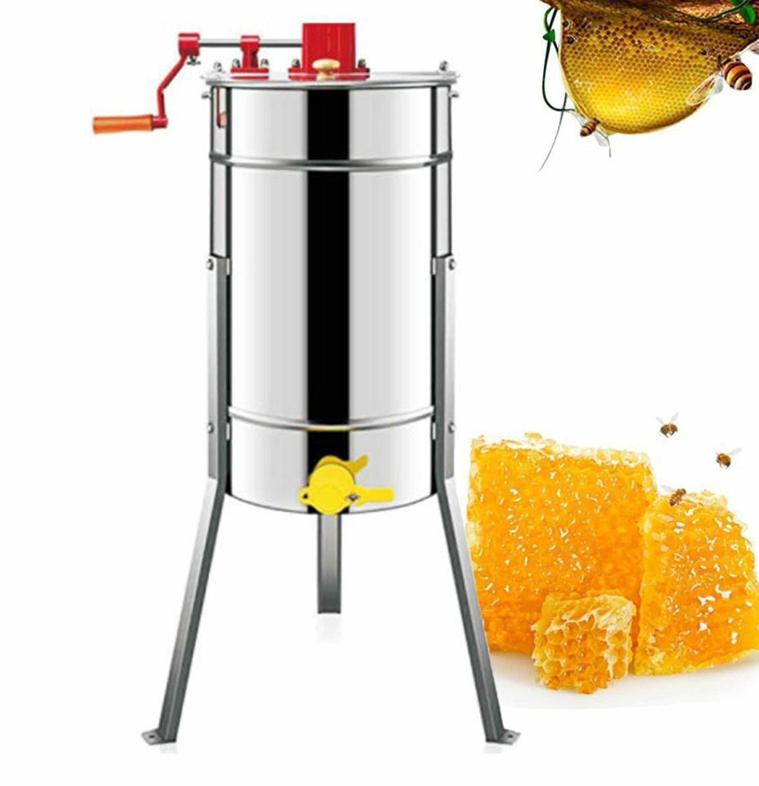 Медогонка для 4-х рамочная, ручное управление, медогонка нержавейка