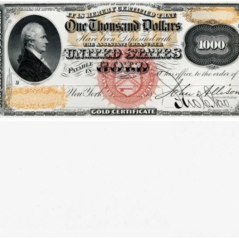 1000 долларов 1875 США золотой сертификат, сувенирная копия, банкноты и купюры редкие коллекционные