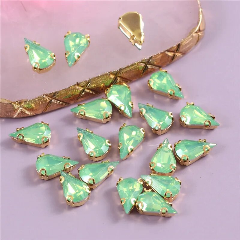 Стразы для одежды Mid-July горный хрусталь смолы капля 8x13 мм 8x13mm-50pcs, Изумрудный, Green opal