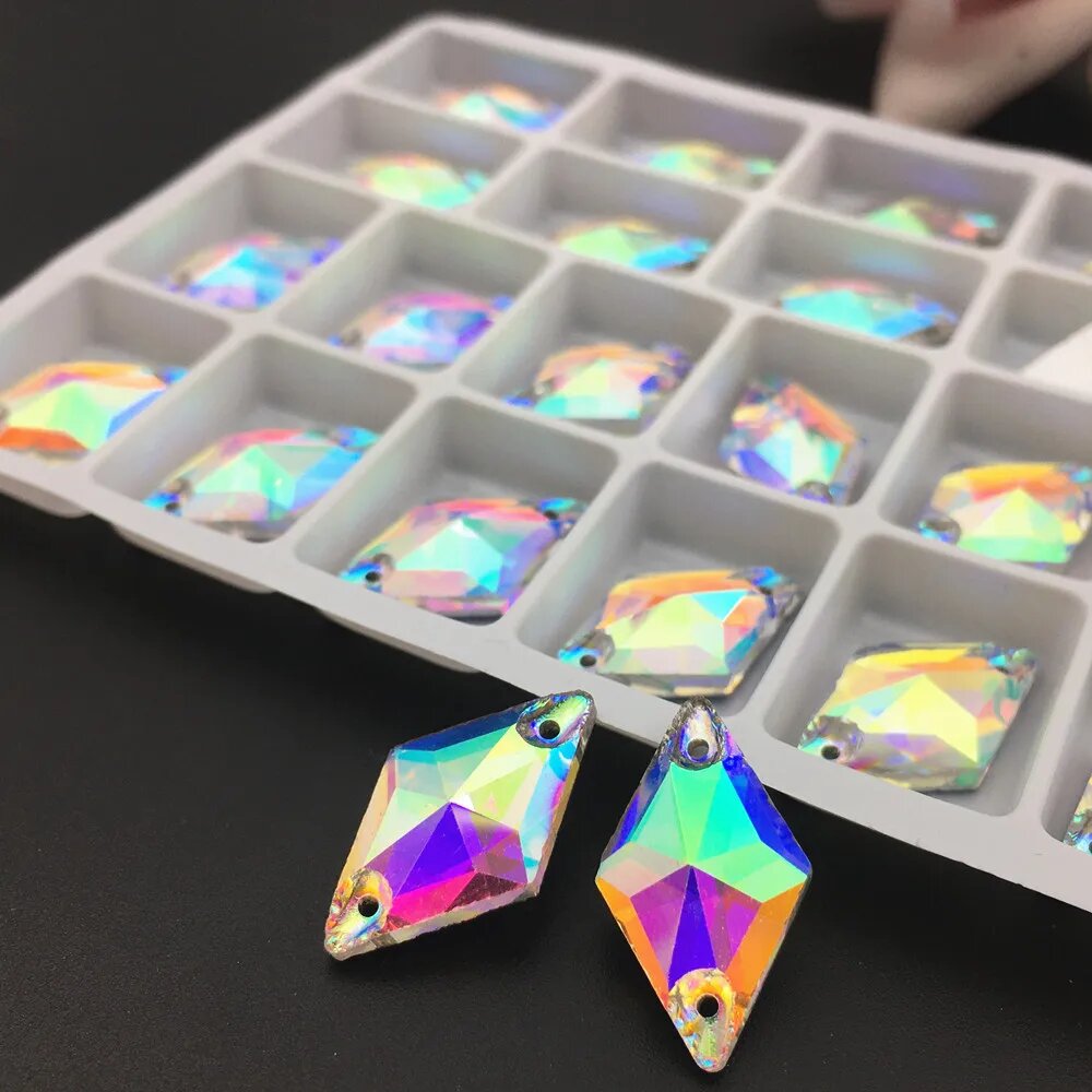 Стразы стеклянные кристаллы 11x19 мм crystal ab