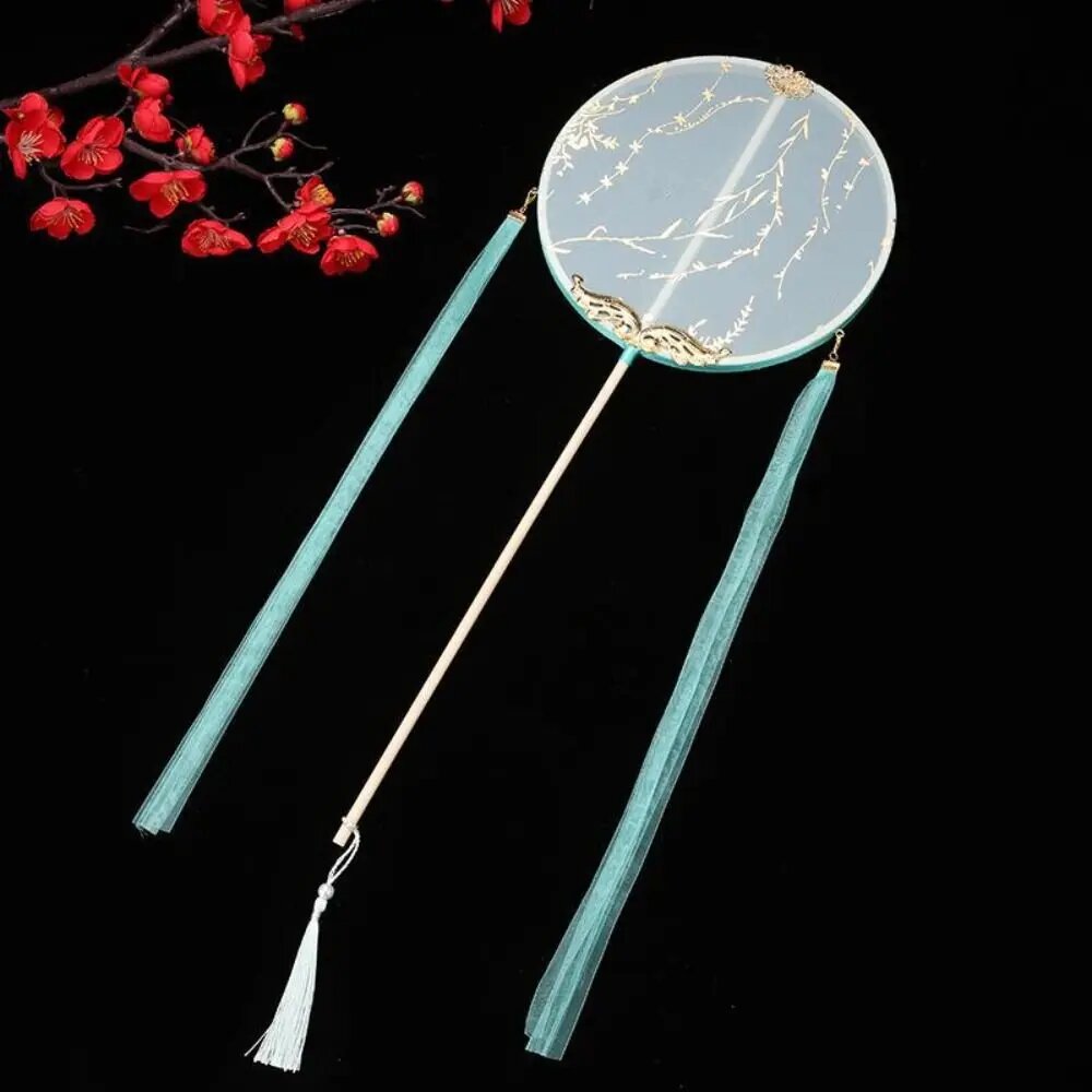 Шелковый круглый веер в китайском стиле green