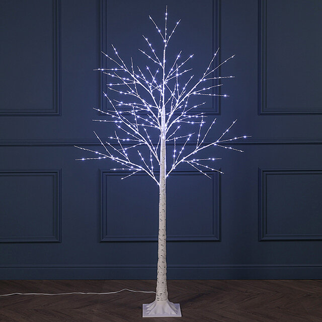 Светодиодное дерево Березка Balbeggi заснеженное 150 см, 400 холодных белых LED ламп, IP44, Winter Deco, 4070713