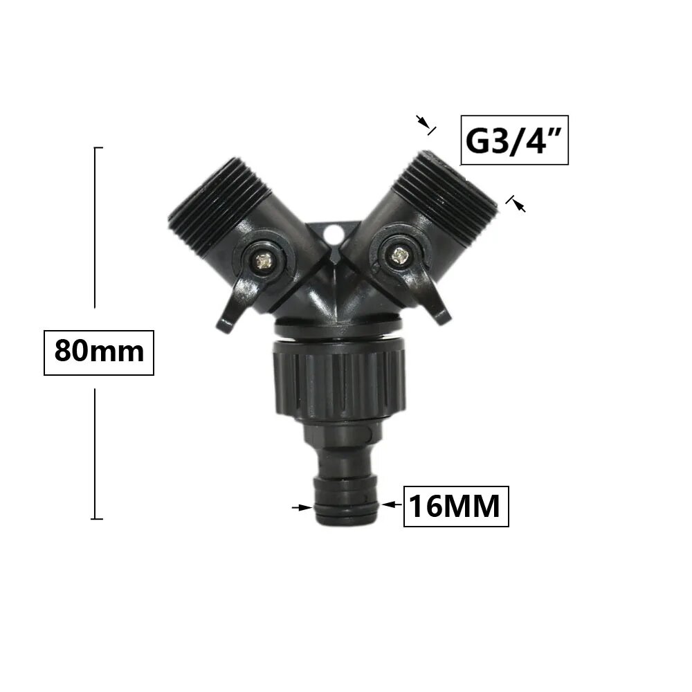 Соединитель для воды 3/4" (G3/4") 16 мм, черный
