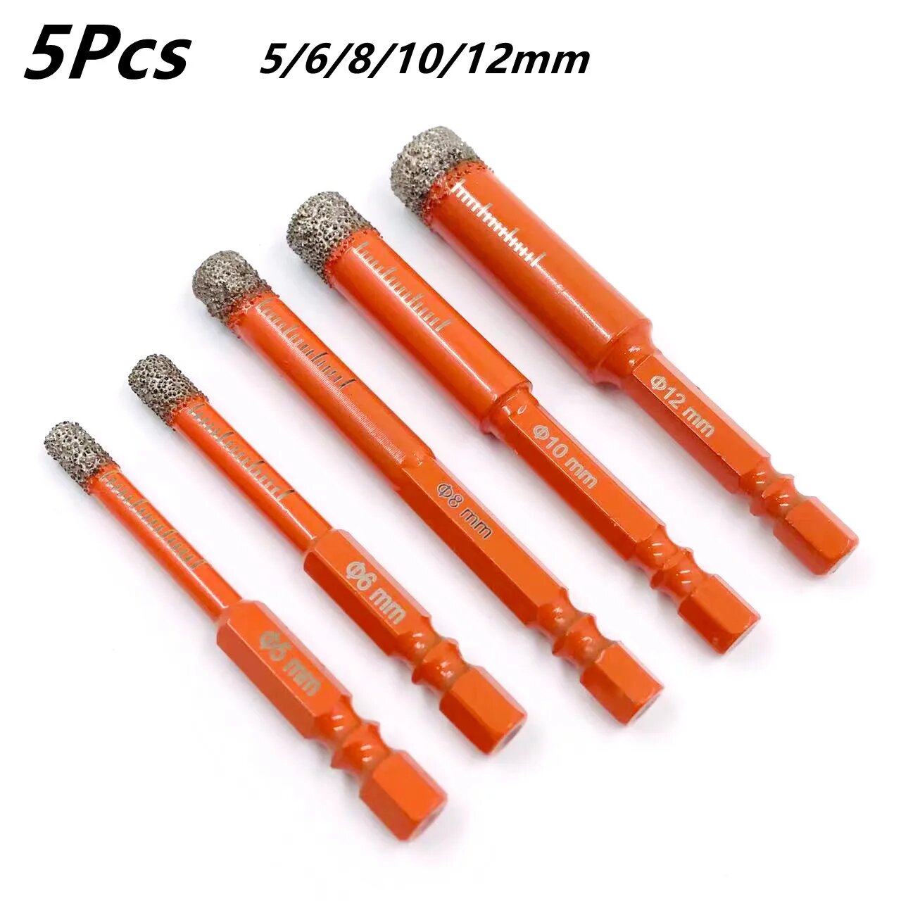 Набор сухих алмазных сверл для гранита, керамической мраморной плитки, камня, стекла, твердого 5Pcs