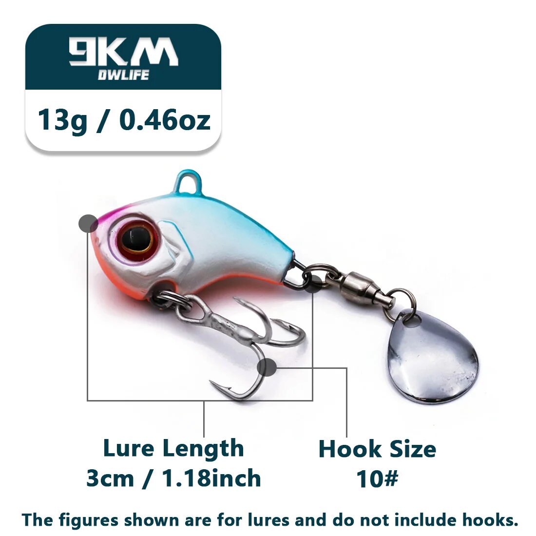 9KM DWLIFE VIB Ложка для рыбалки, 13г, Silver, 3см