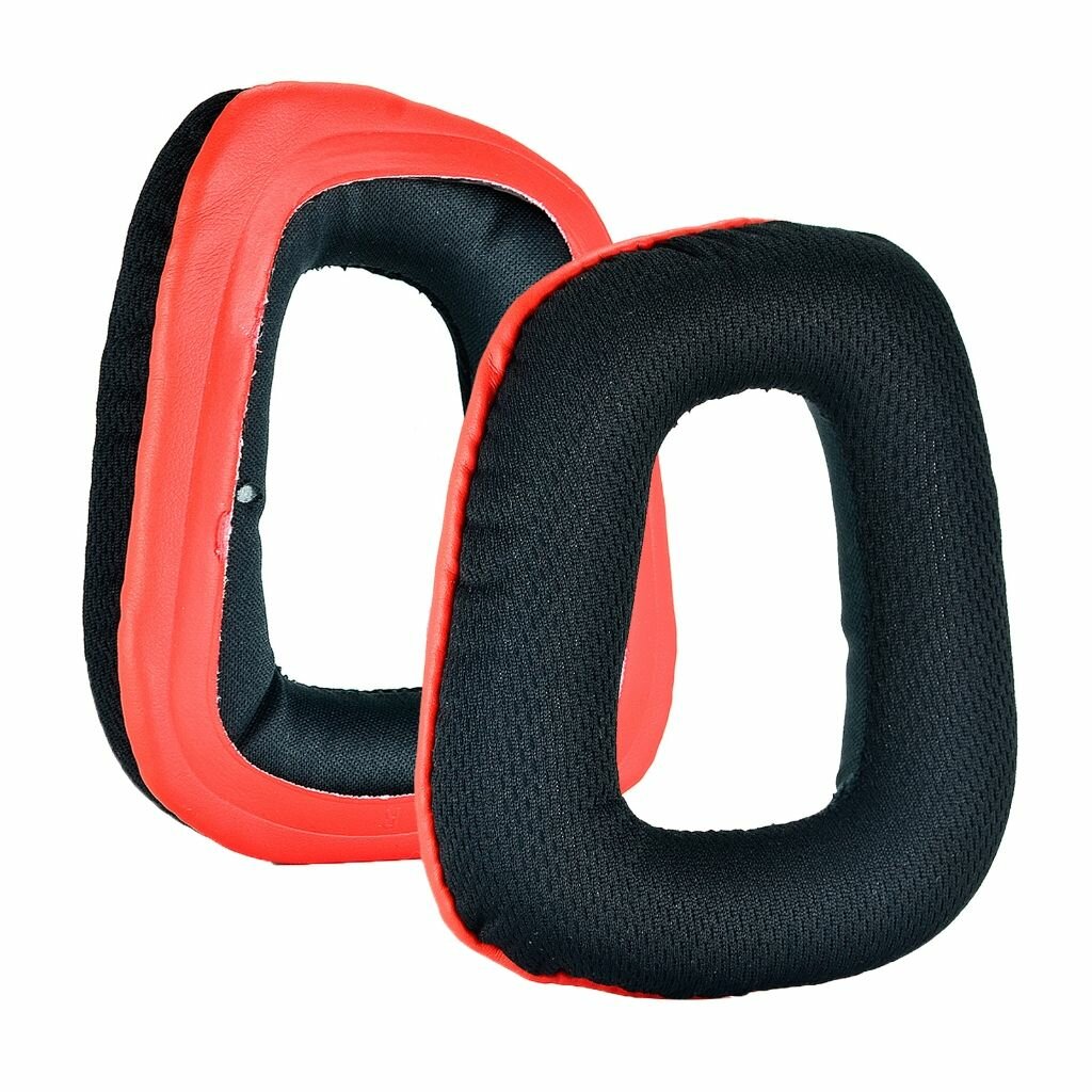 Подходит для накладок наушников Logitech G35 G930 G430 F450 - черно-красные сетчатые, 1 пара