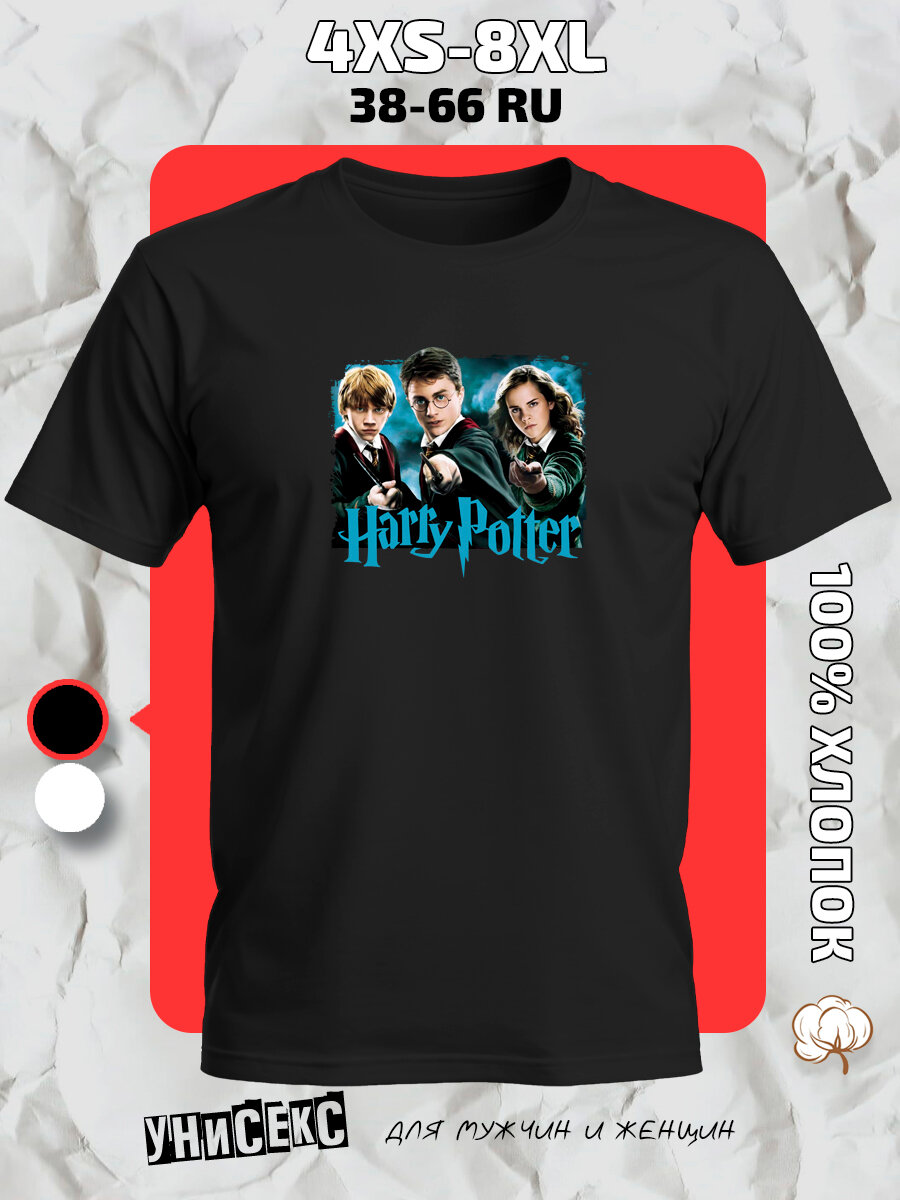Футболка с принтом Гарри Поттер Гермиона и Рон