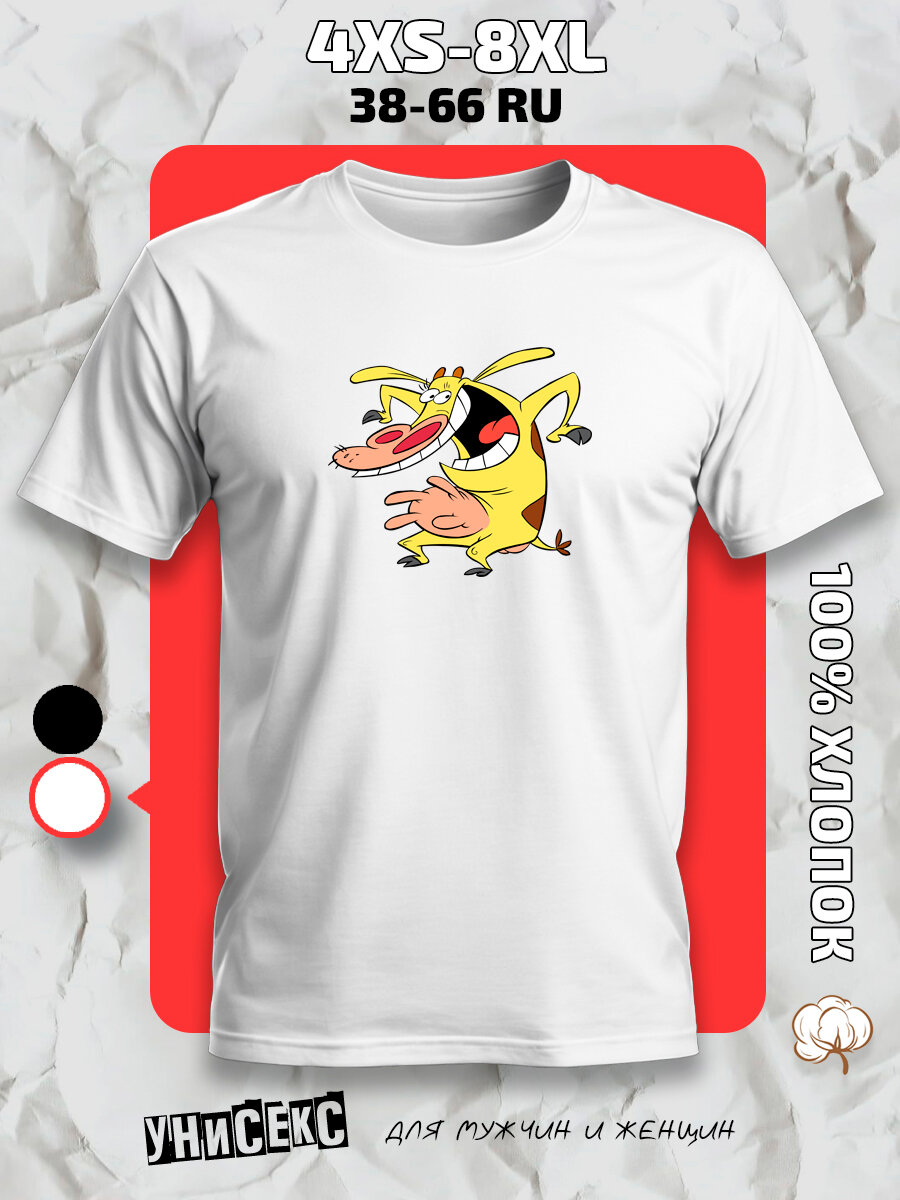 Футболка с принтом корова и петушок cow and chicken
