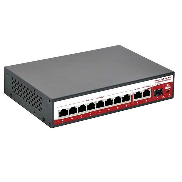 Коммутатор SARMATT SR-PS0821GBL, 10 портовый неуправляемый РоЕ коммутатор; 8 портов PoE 10/100 Мбит/с (до 30 Вт на порт) 2 порта UpLink 10/100/1000 Мбит/с 1 порт SFP 10/100/1000 Мбит/с