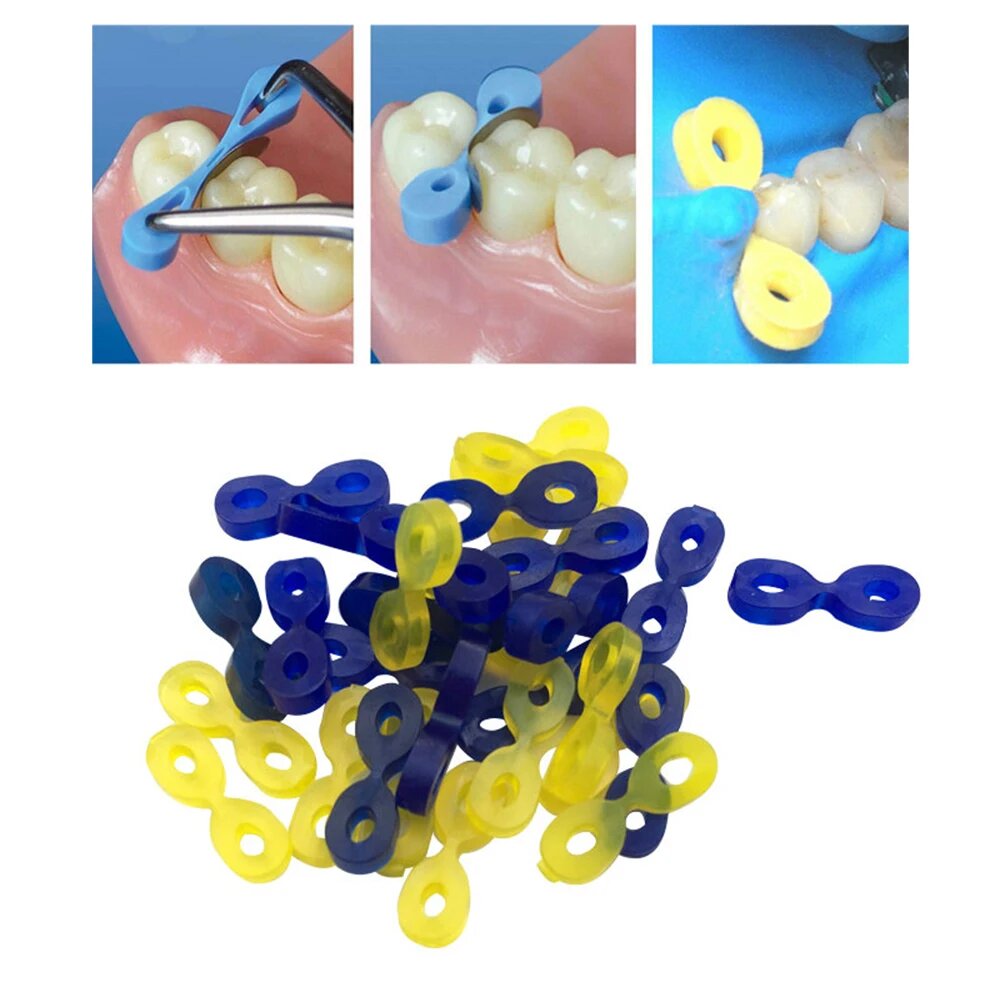 60 шт./коробка Стоматологические эластичные фиксирующие клиновидные Матричные матрицы резиновые плоские материалы